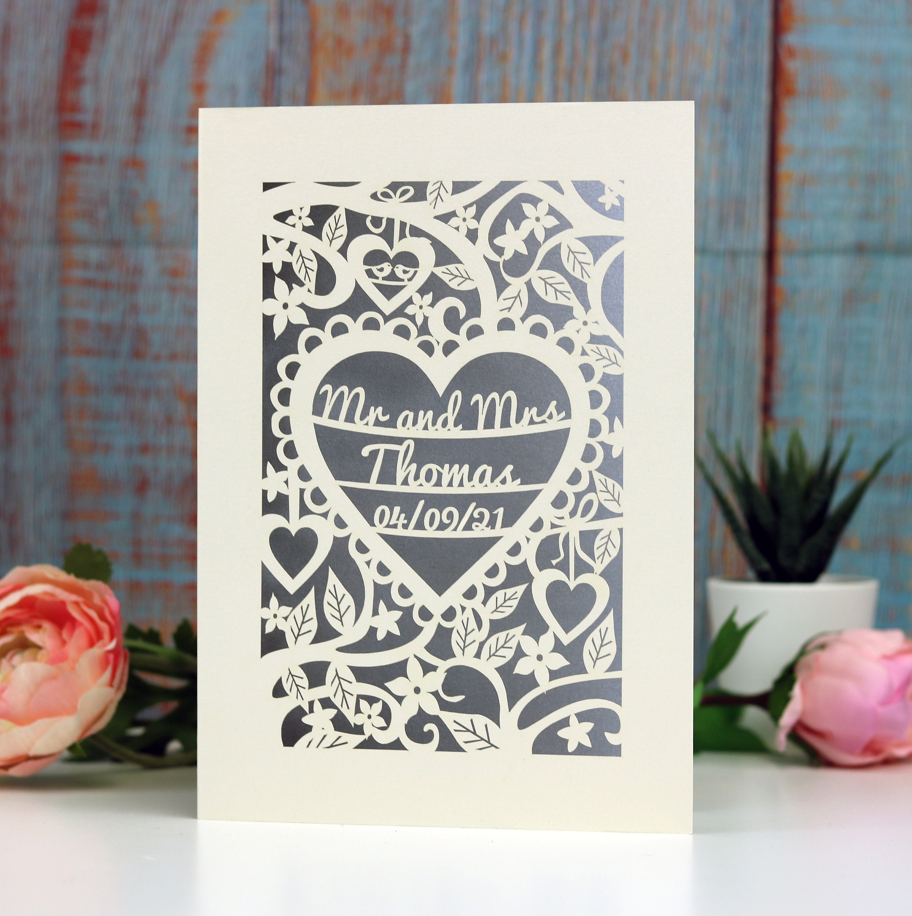 Personalised Papercut Heart Wedding Card Wedding Cards Mr - Etsy UK