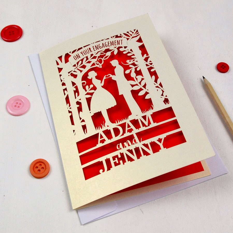 Personalised Papercut Couple Wedding Date Card, Laser Cut Wedding Card ...