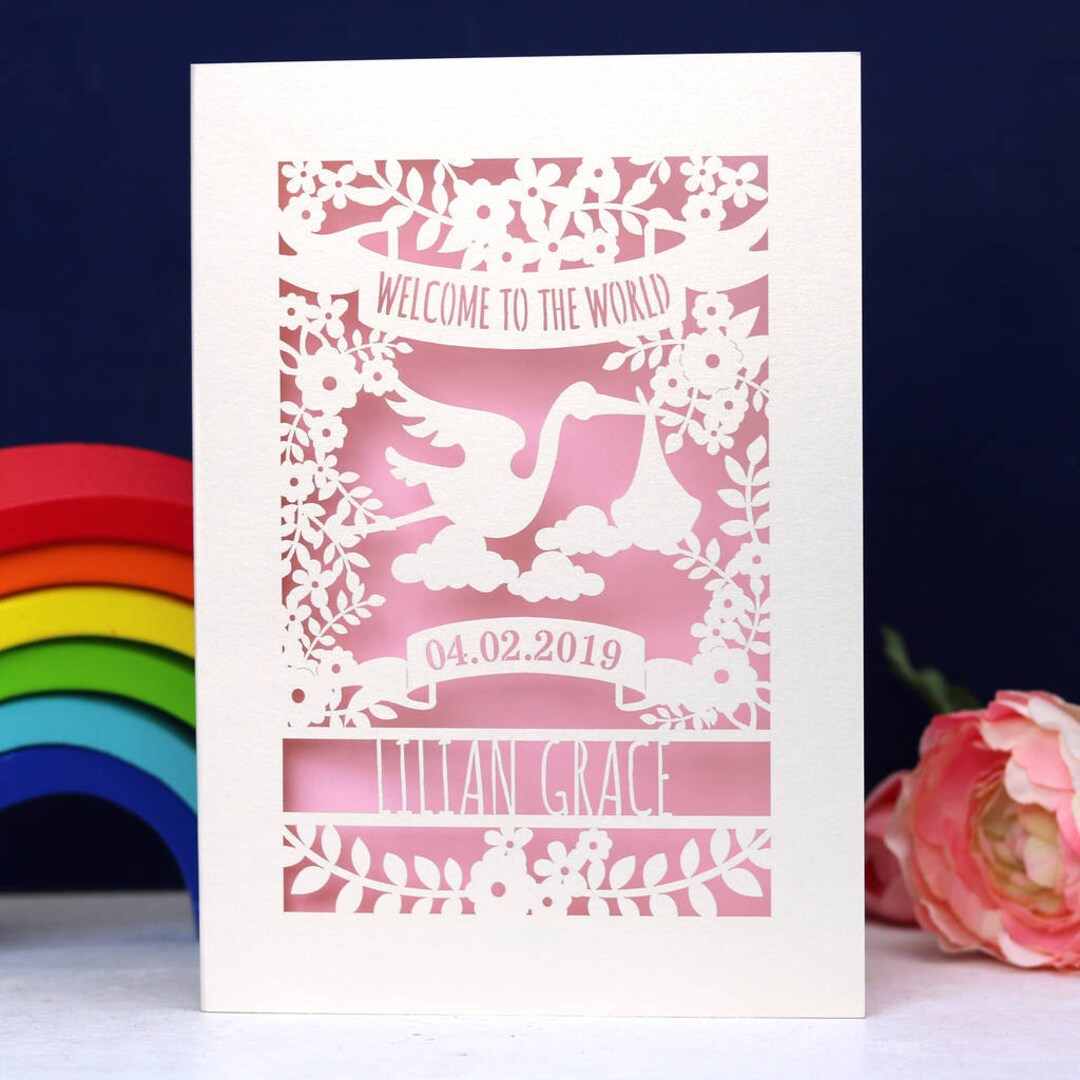 Personalised Papercut Floral New Baby Card Baby Cards Birth - Etsy