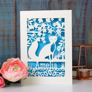 Personalised Laser Cut Papercut Fox Age Birthday Card, Paper Cut Fox ...