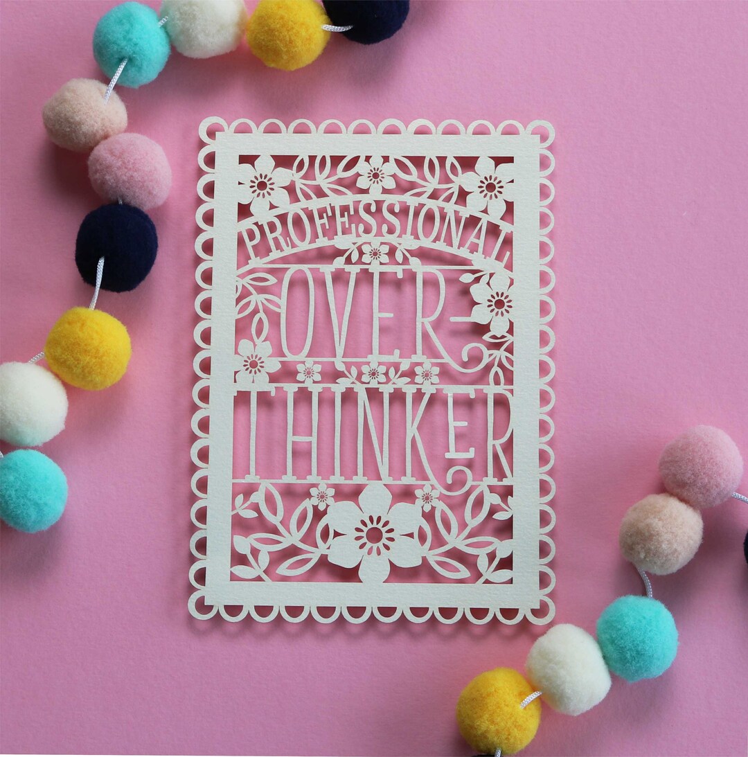 Professional Over Thinker Papercut, Funny Quote, A6 Laser Cut Postcard ...