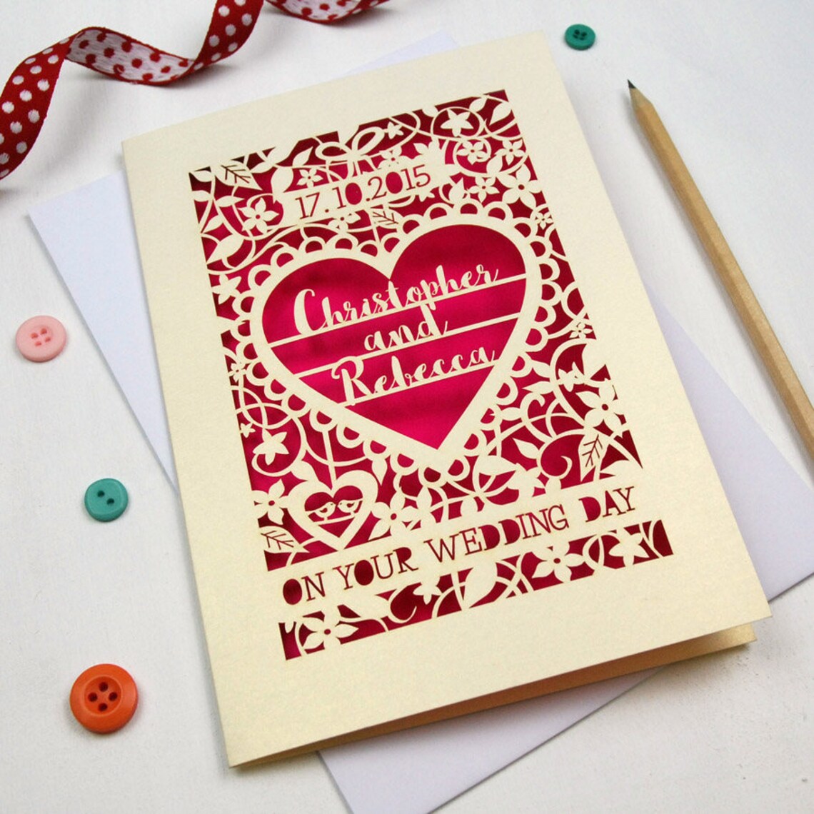 Personalised Papercut on Your Wedding Day Card Laser Cut | Etsy