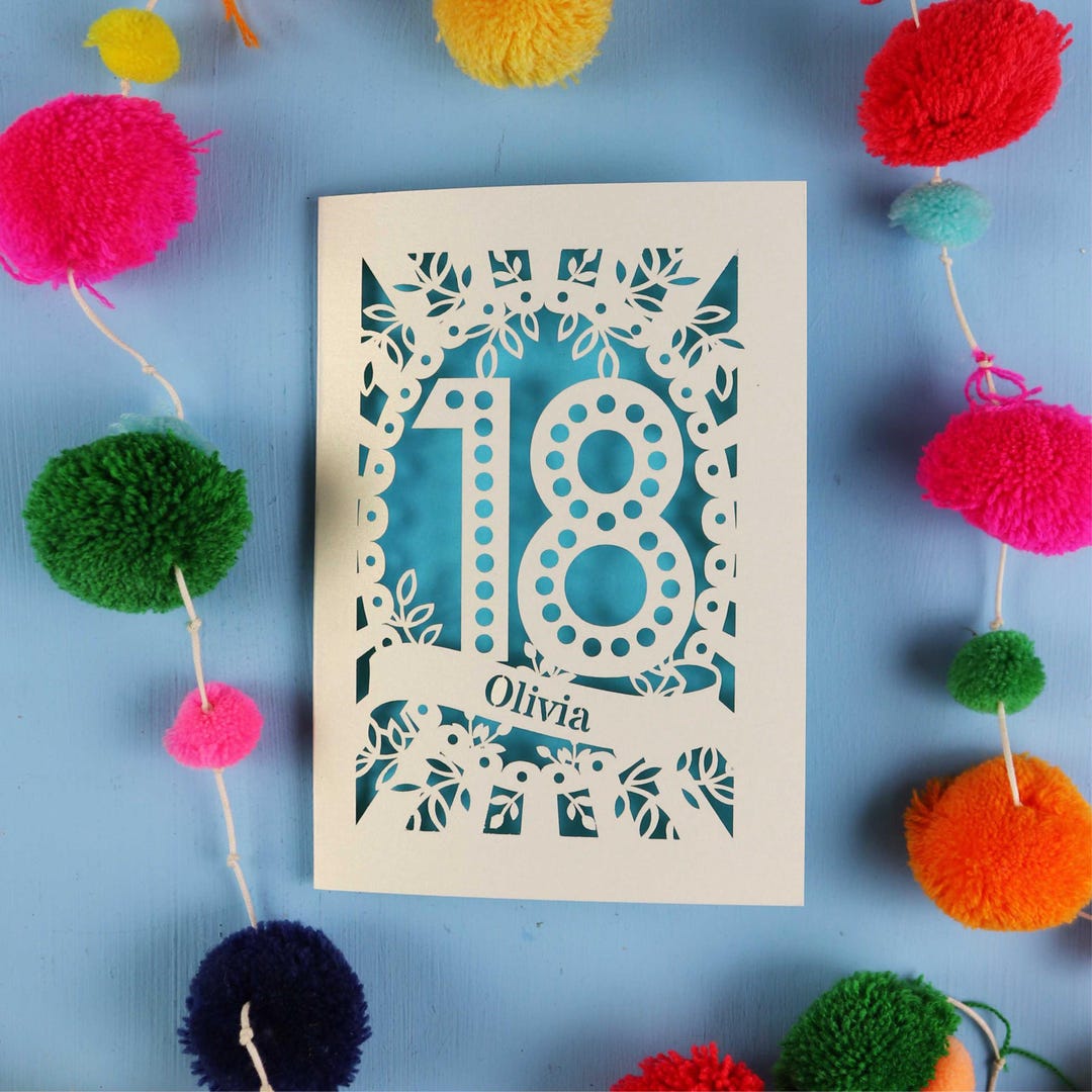 Personalized 18th Birthday Papercut Card: Spotty Number Design - Etsy