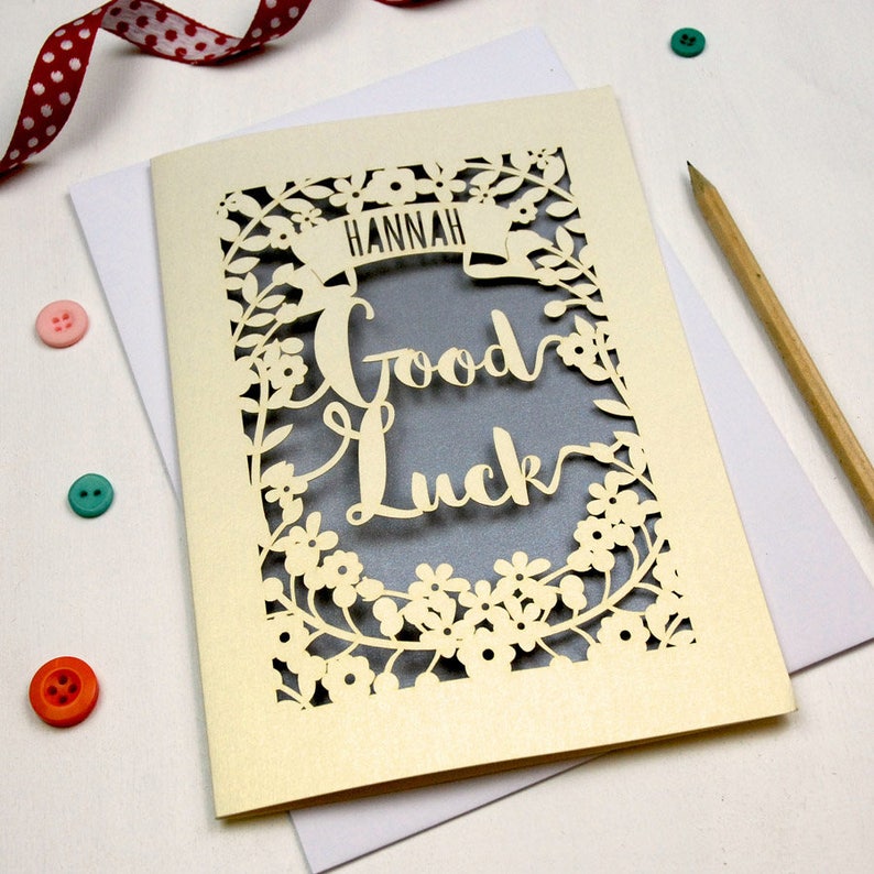 Personalised Papercut Good Luck Card Laser Cut Cards Lucky | Etsy