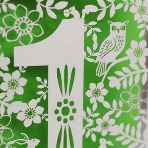 One Papercut Card, Laser Cut First Birthday Card, Woodland Animals, Sku ...
