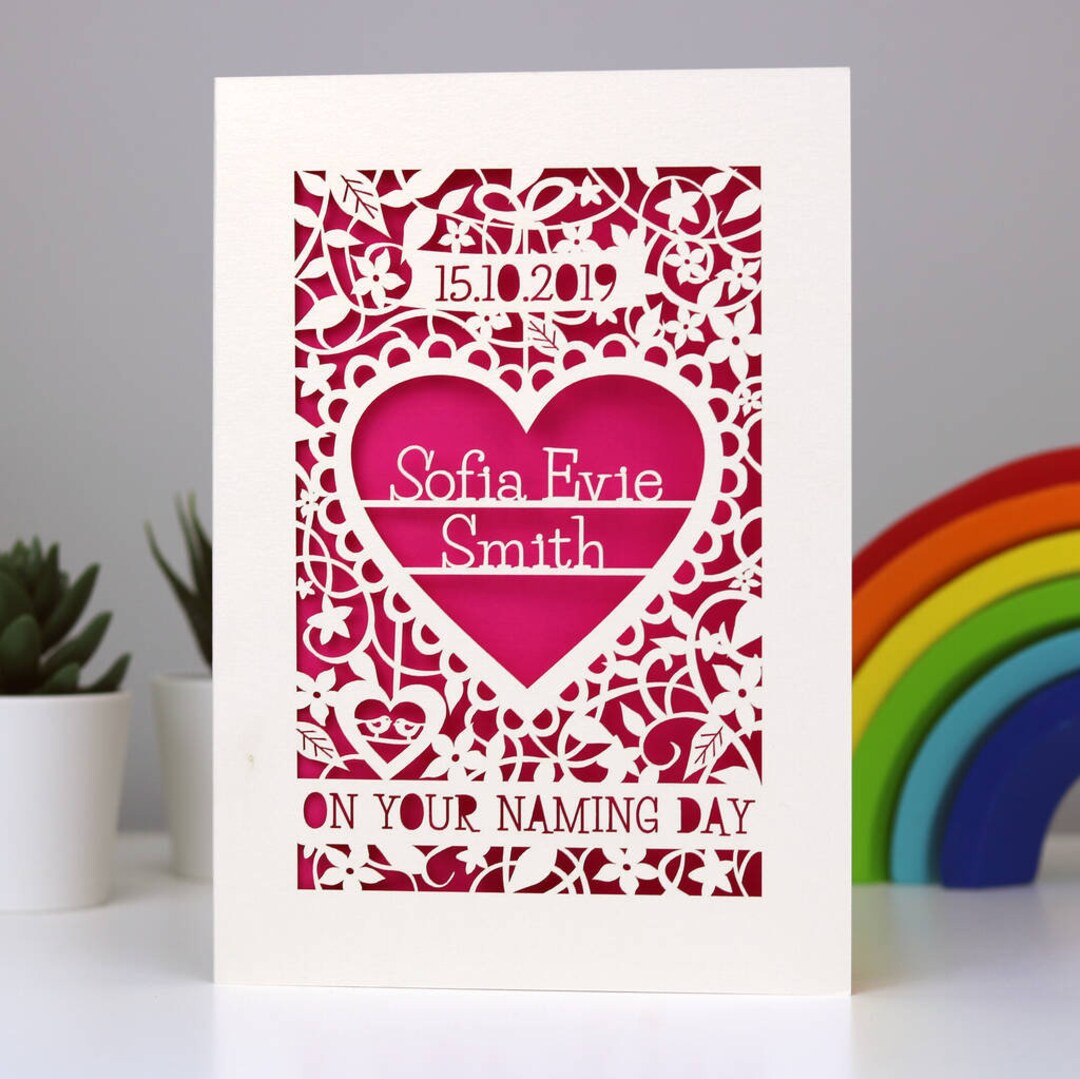 Personalised Papercut Naming Day Card - Etsy
