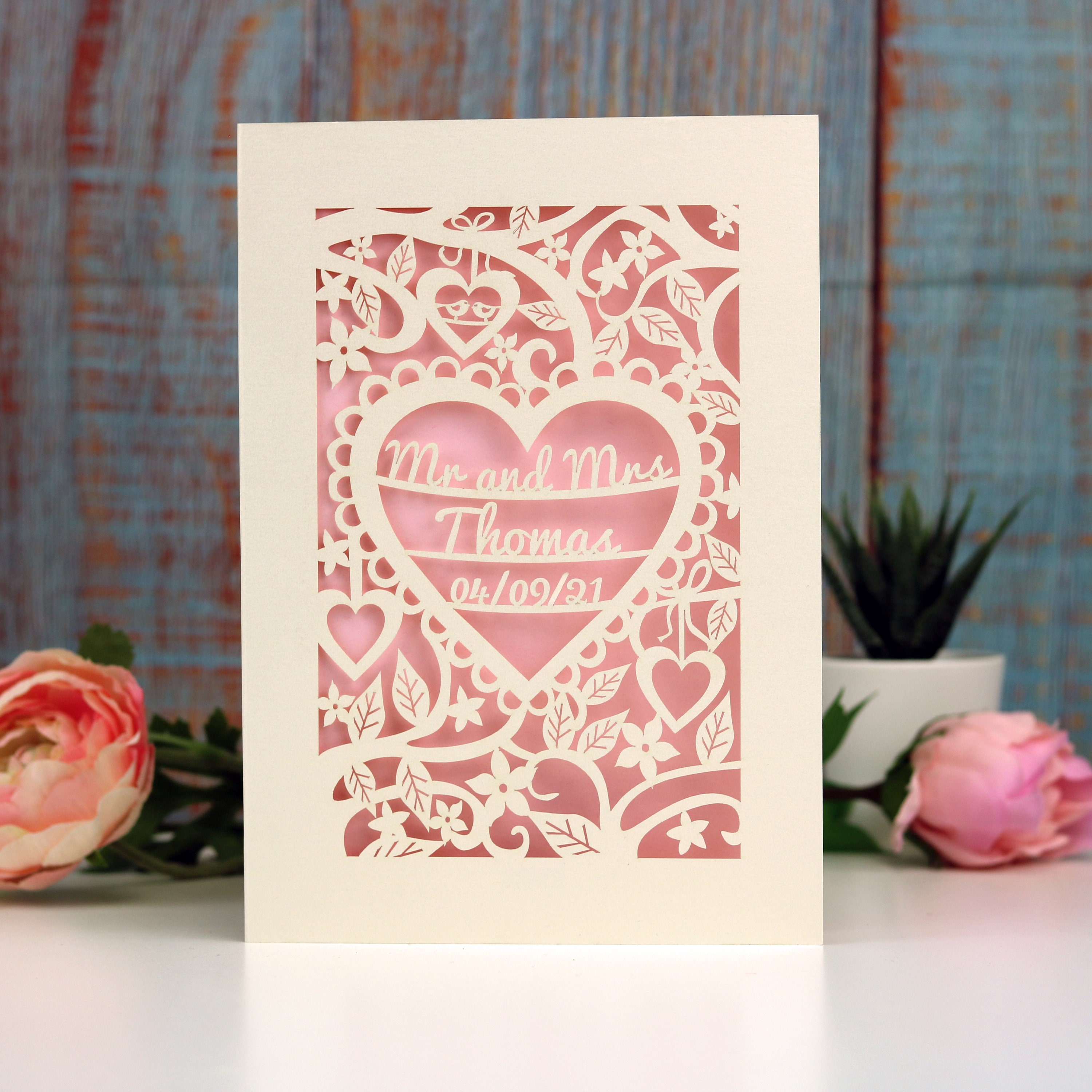 Personalised Papercut Heart Wedding Card Wedding Cards Mr - Etsy UK