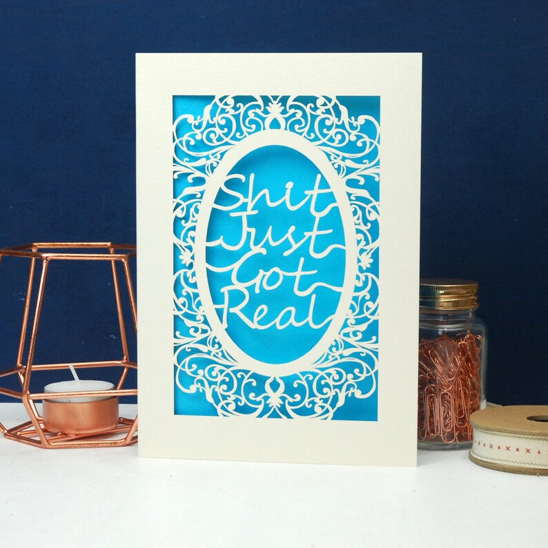 Shit Just Got Real Papercut Card Congratulations Card | Etsy