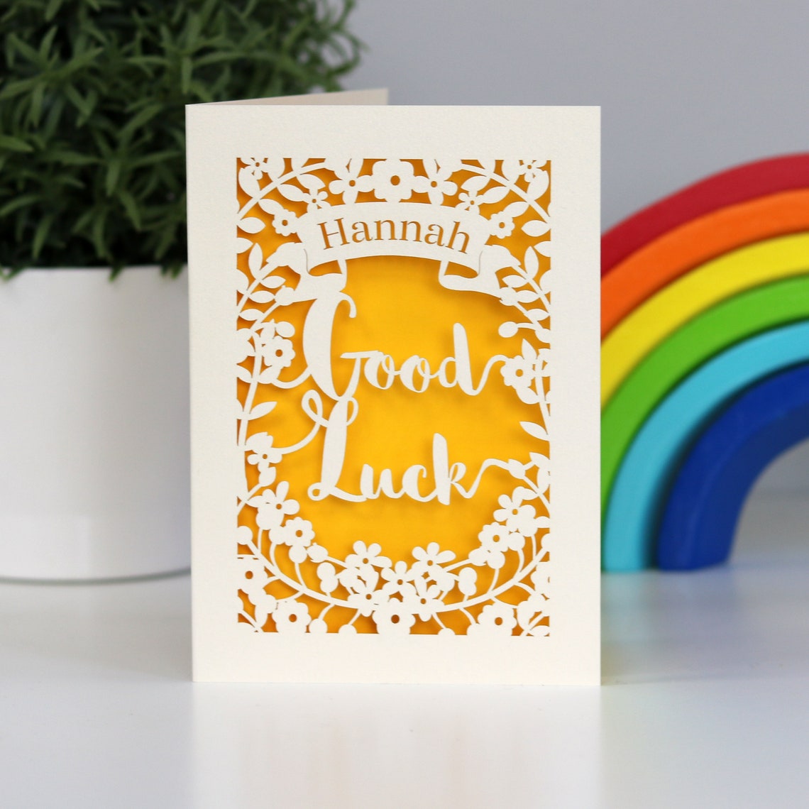 Personalised Papercut Good Luck Card Laser Cut Cards Lucky | Etsy