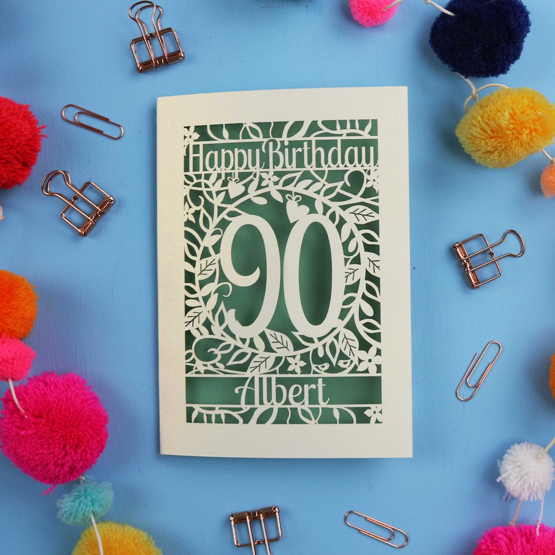 Personalised 90th Birthday Card – Papercut Custom Floral Laser Cut ...
