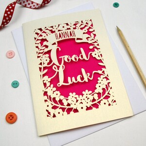 Personalised Papercut Good Luck Card Laser Cut Cards Lucky | Etsy