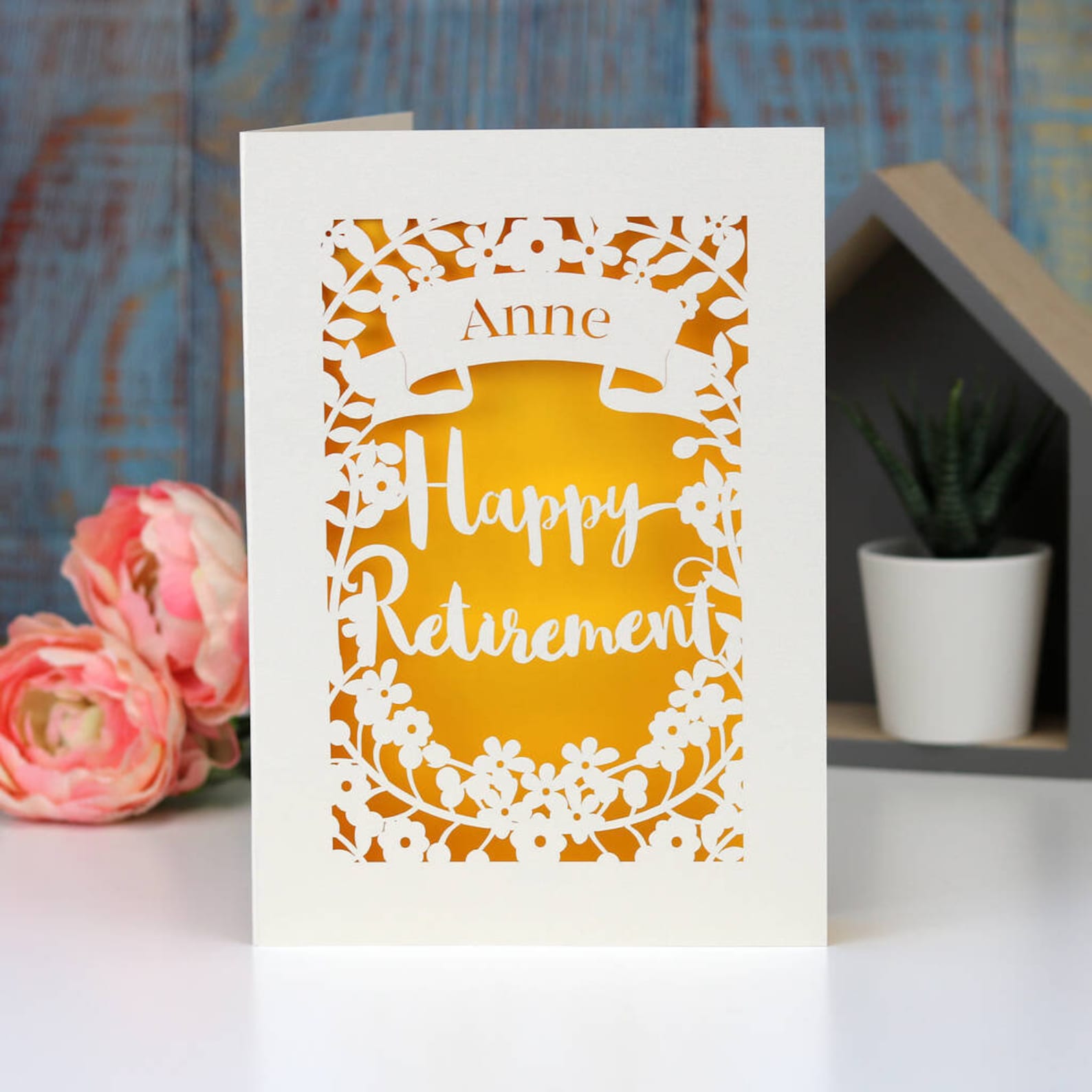 Personalised Papercut Retirement Card, Laser Cut on Your Retirement ...