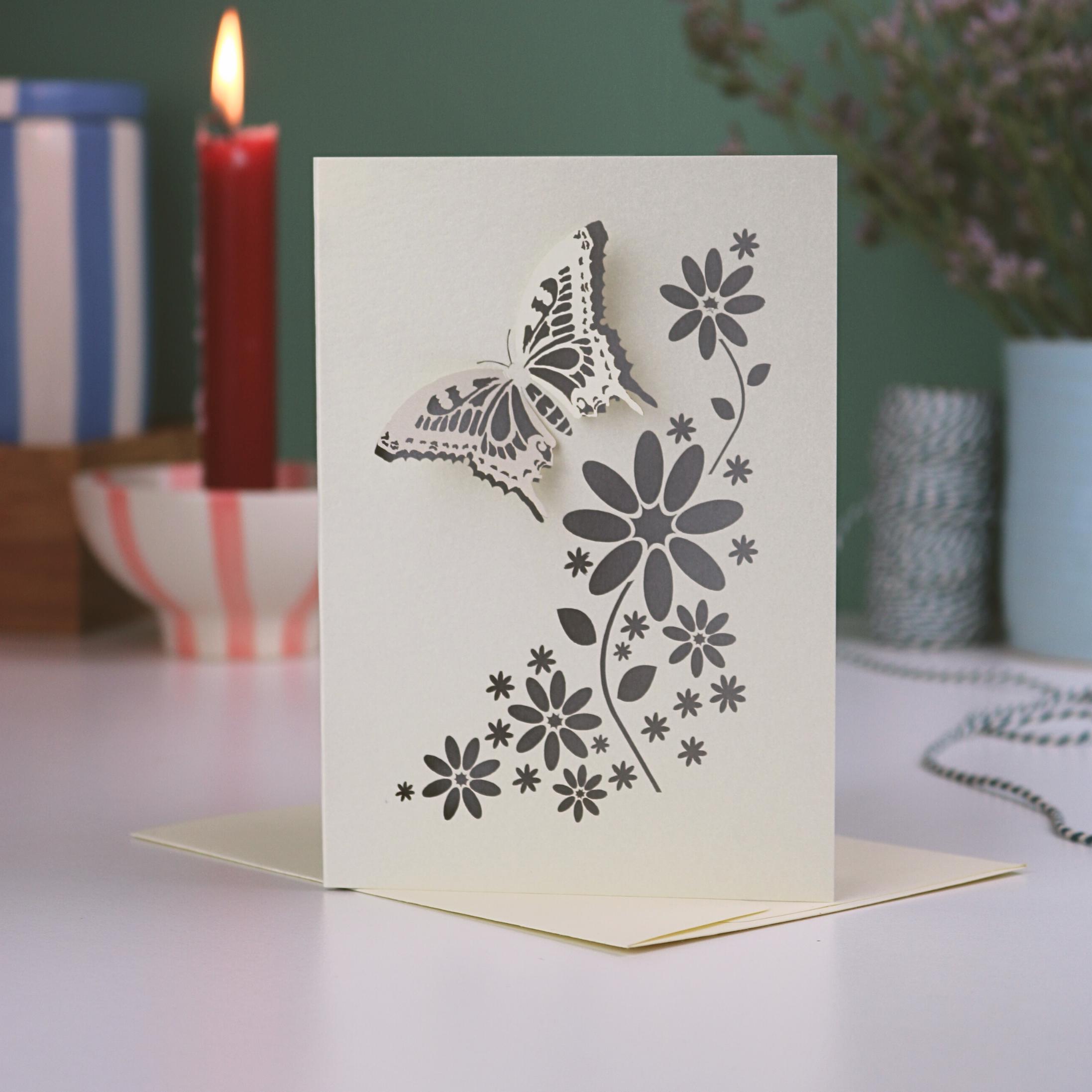 Laser Cut Butterfly Card, Papercut Pop Out Wings Butterflies Card for ...