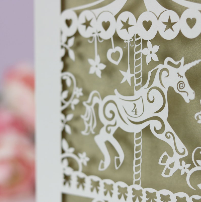 Personalised Papercut Merry Go Round Card, Carousel Birthday Age Card ...