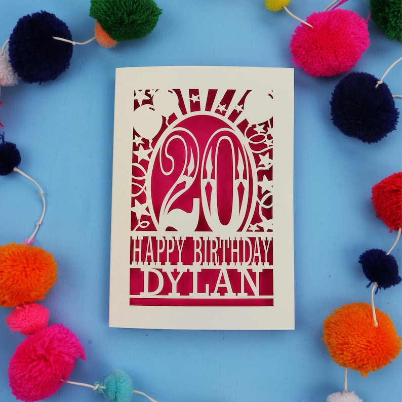 Personalised 20th Birthday Card – Papercut Custom Happy Birthday Laser ...