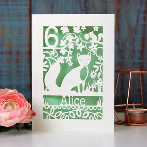 Personalised Laser Cut Papercut Fox Age Birthday Card, Paper Cut Fox ...