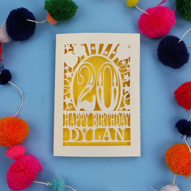 Personalised 20th Birthday Card – Papercut Custom Happy Birthday Laser ...