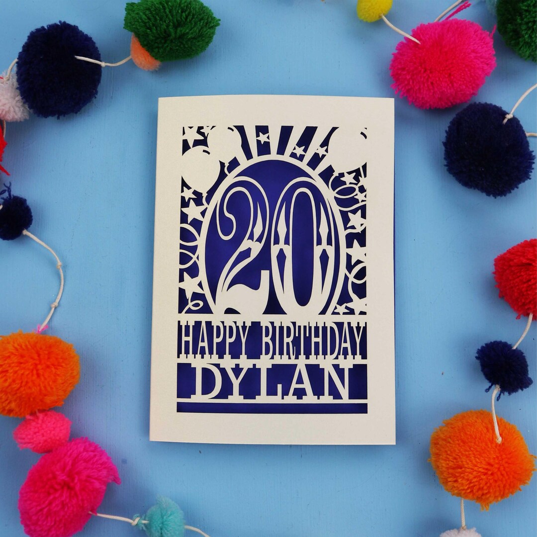 Personalised 20th Birthday Card – Papercut Custom Happy Birthday Laser ...