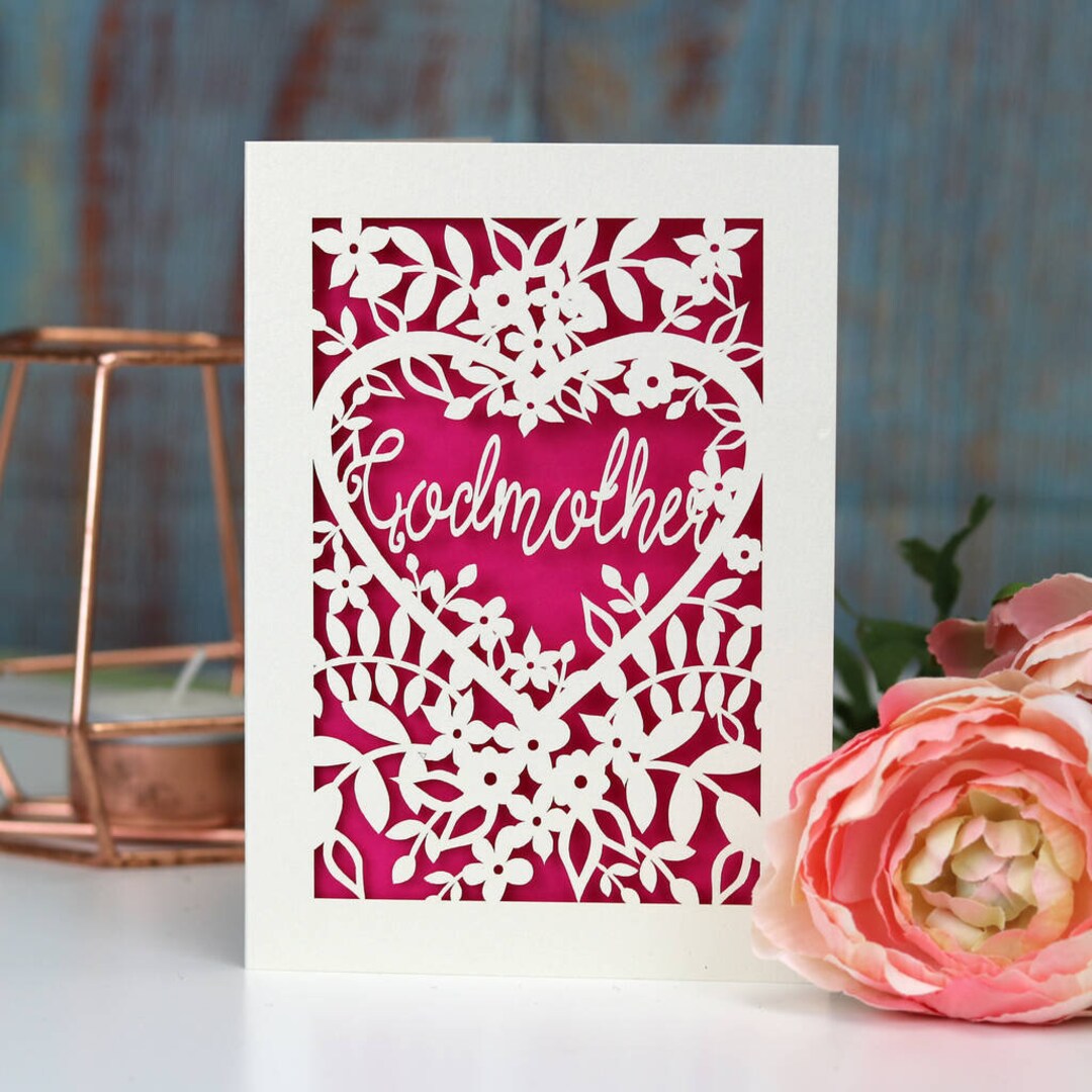 Papercut Godmother Card, Christening, Baptism, Godparents, Godmum - Etsy