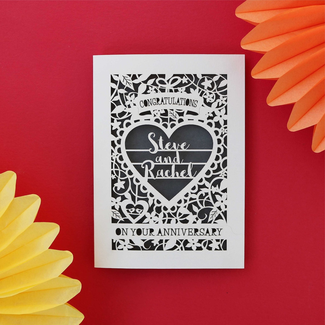 Personalised Papercut on Your Anniversary Card, Laser Cut Anniversary ...