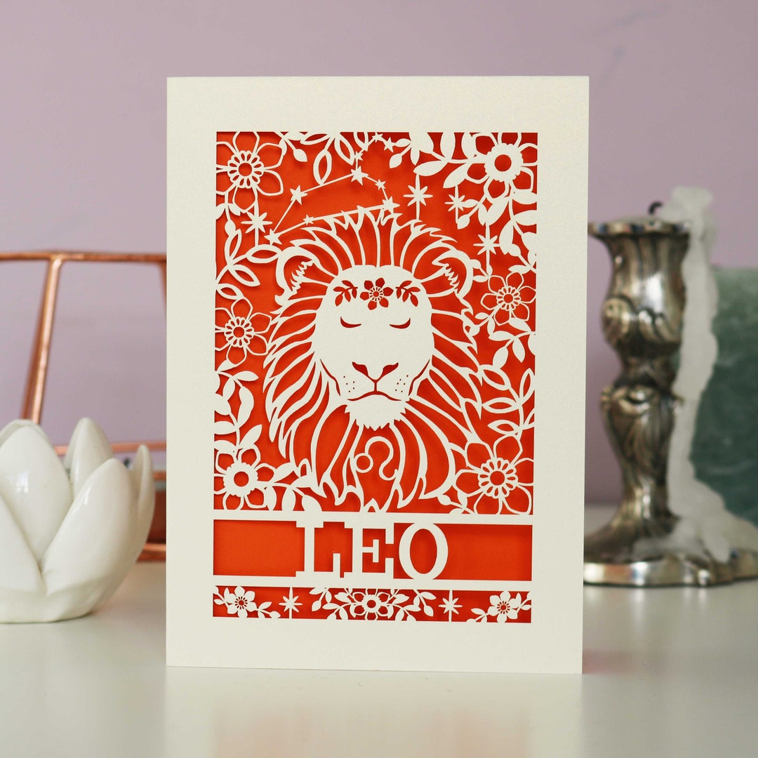 Leo Papercut Birthday Card - Etsy