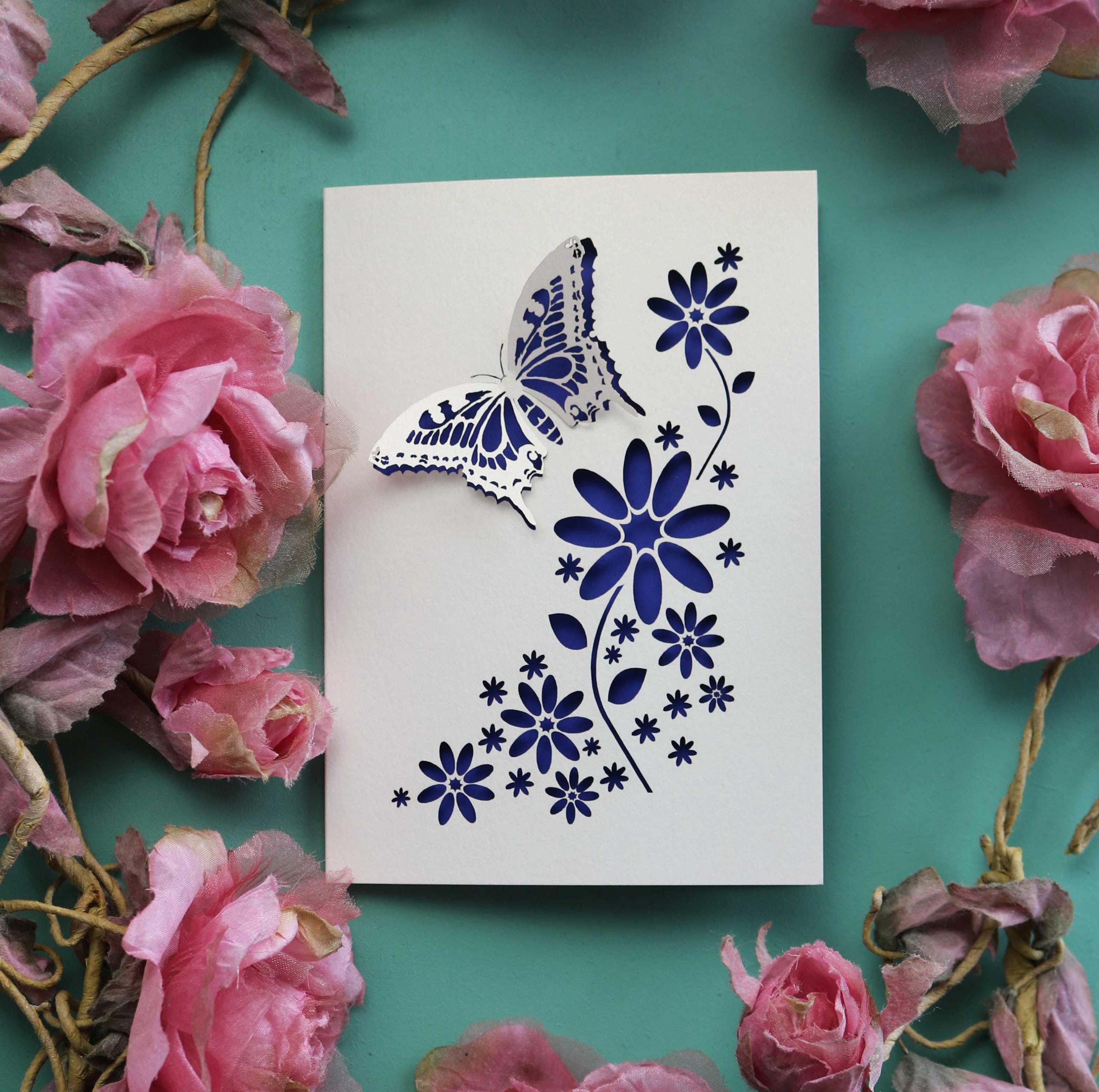 Laser Cut Butterfly Card, Papercut Pop Out Wings Butterflies Card for ...