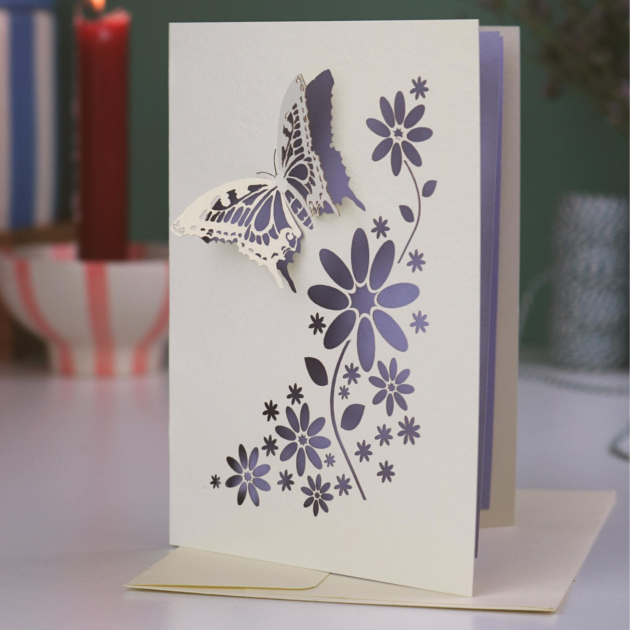 Laser Cut Butterfly Card, Papercut Pop Out Wings Butterflies Card for ...