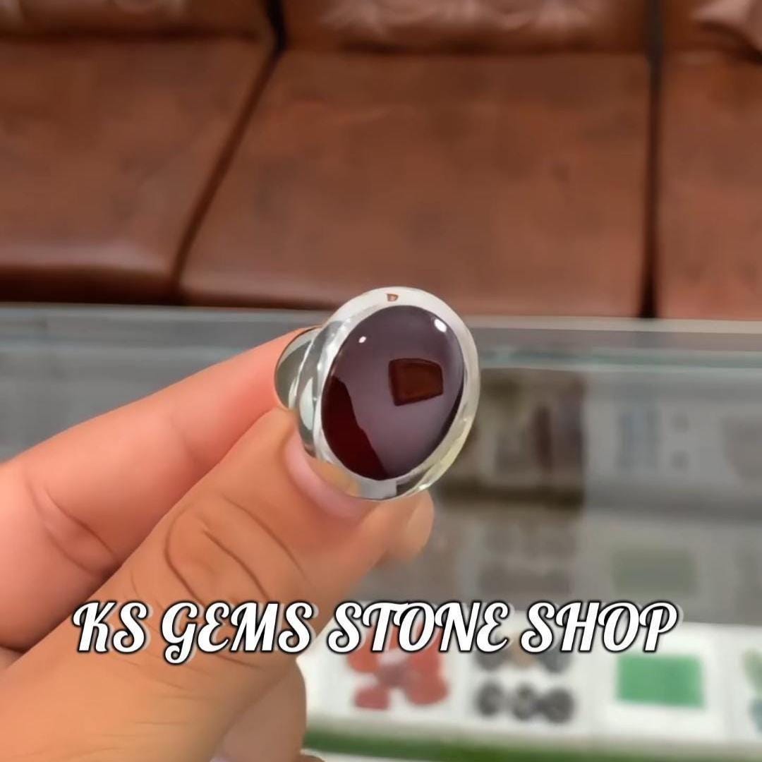 Natural Yamni Aqeeq Ring: Brown Agate Gemstone, 925 Sterling Silver - Etsy