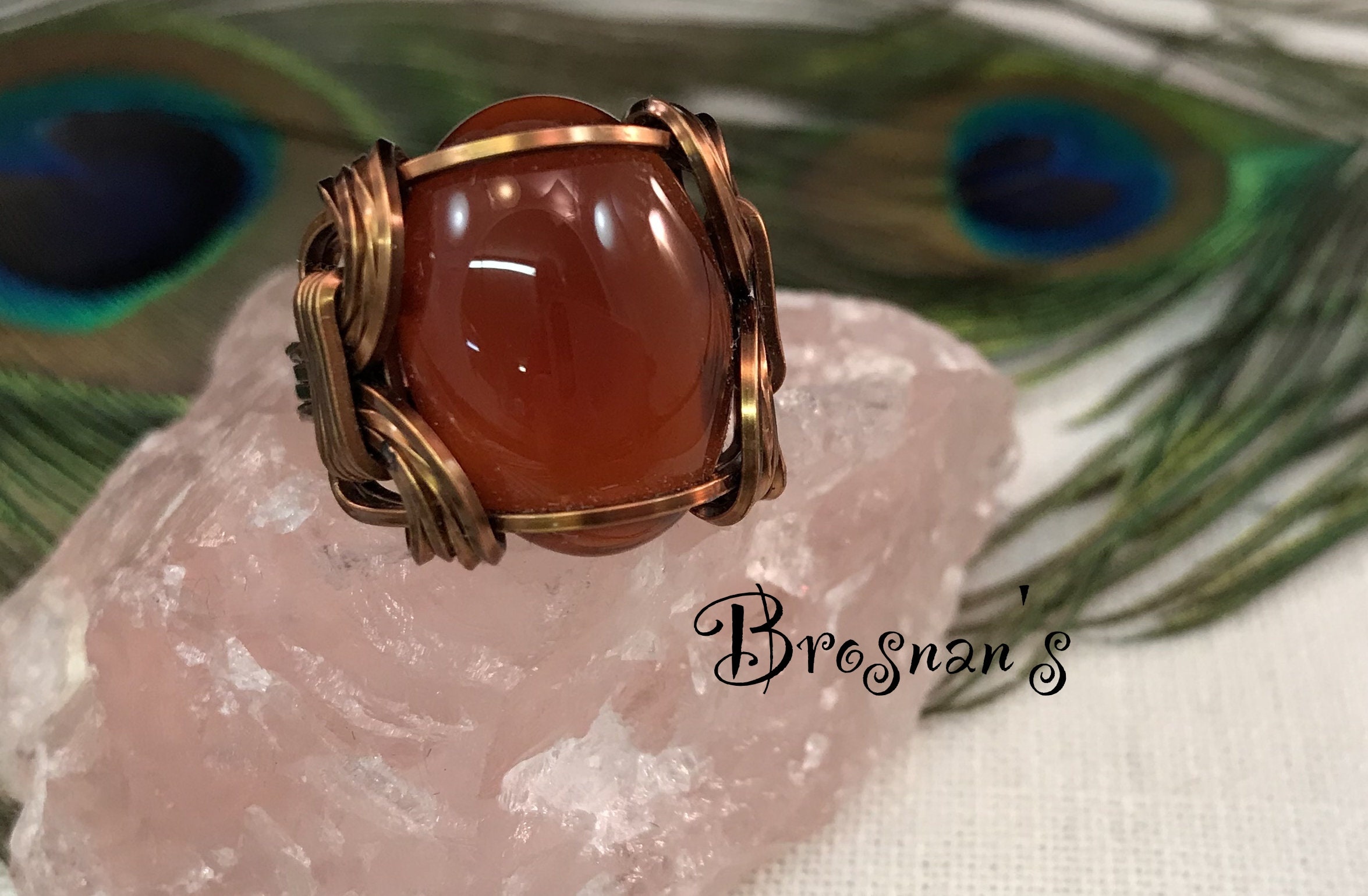 Karneol Cabochon Ring Größe-7, Anlauffreier Kupfer Ring Größe-7 ...