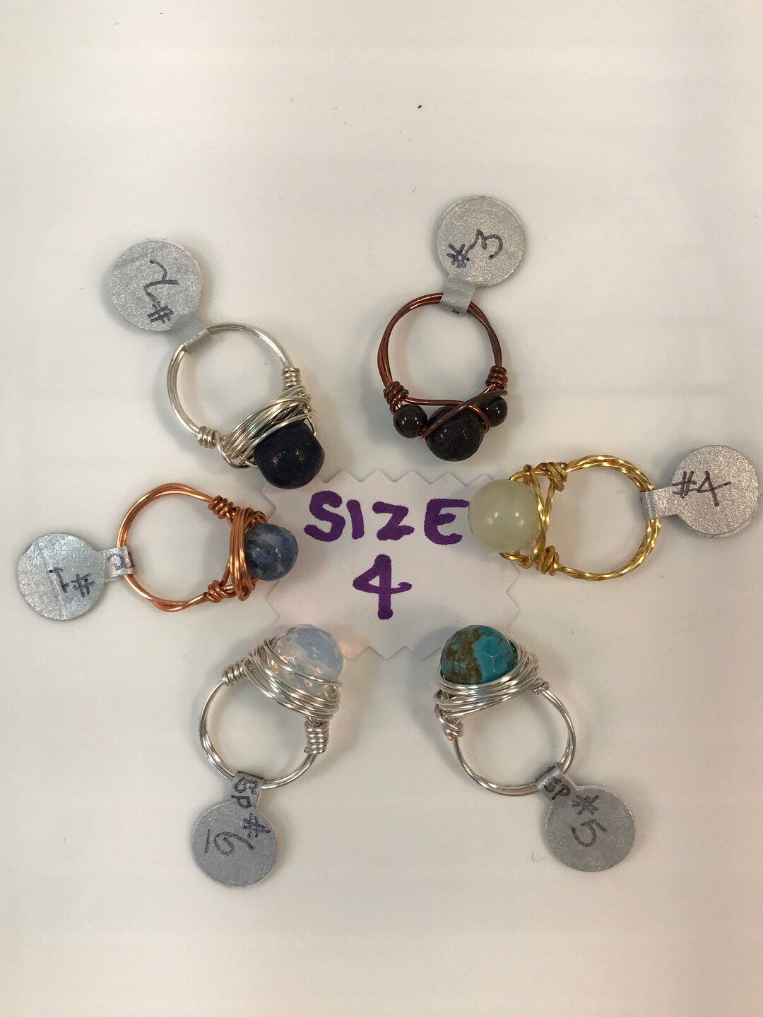 Fun Rings Size 4, 1-6 Birthstone Rings, Copper Rings, Silver Plated ...