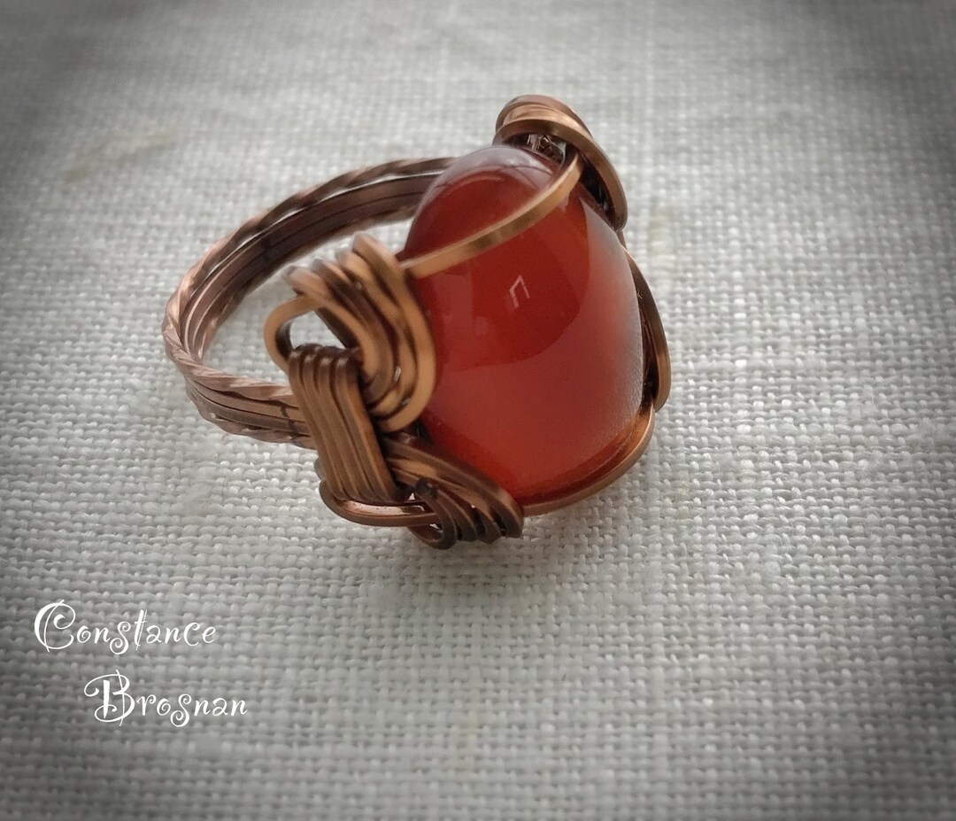 Karneol Cabochon Ring Größe-7, Anlauffreier Kupfer Ring Größe-7 ...