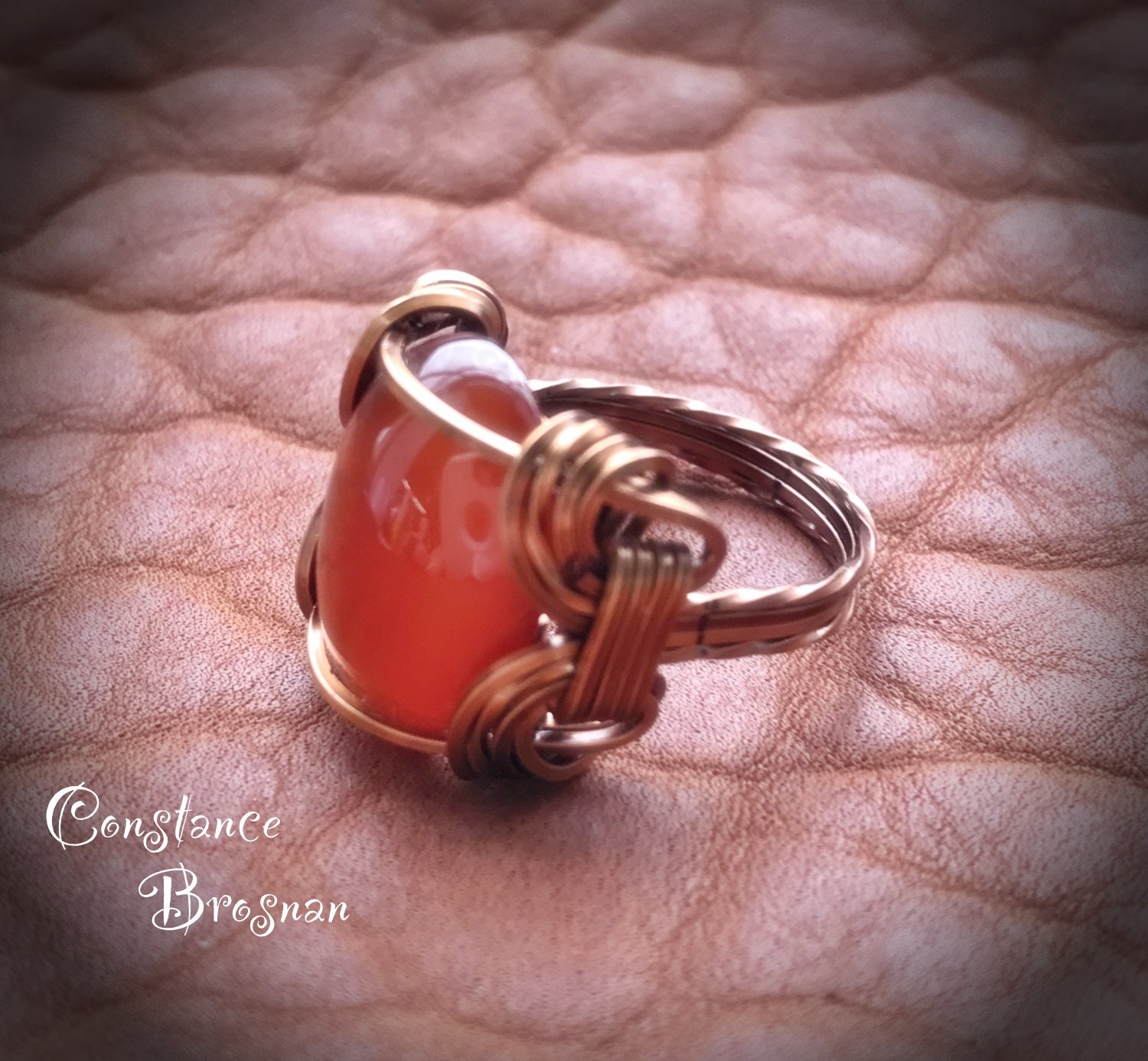 Karneol Cabochon Ring Größe-7, Anlauffreier Kupfer Ring Größe-7 ...