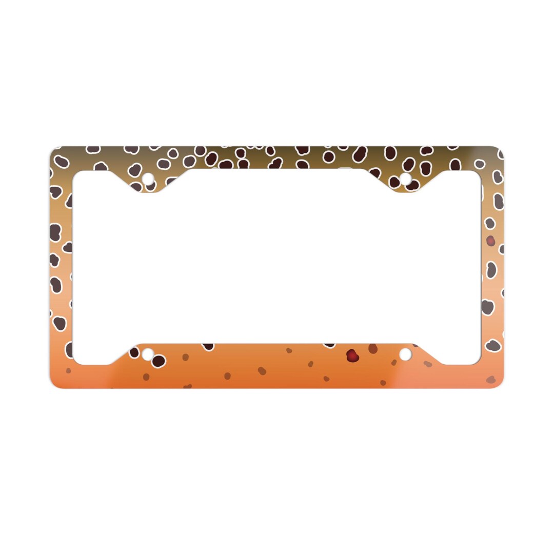 Brown Trout Skin Pattern Metal License Plate Frame - Auto Car Accessory ...