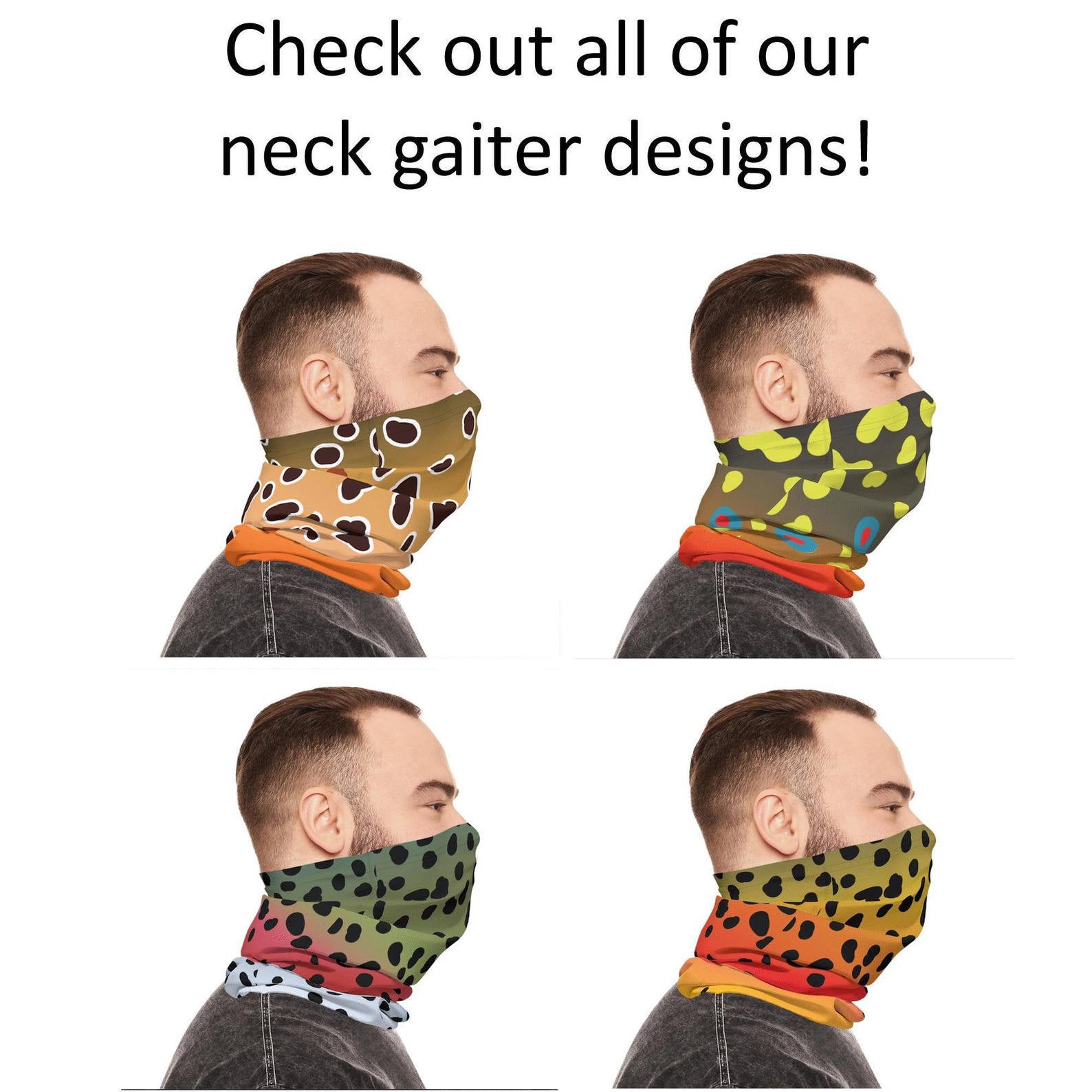 Cutthroat Trout Skin Lightweight Fishing Neck Gaiter - UPF 50+ Neck and ...