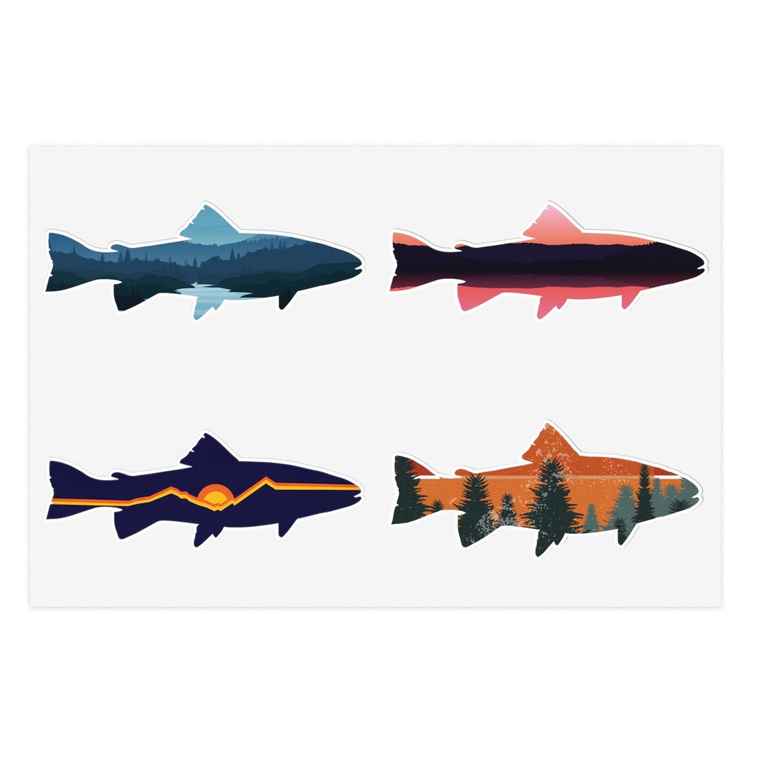 Trout Sticker Set: Nature Designs, Fly Fishing Decals - Etsy