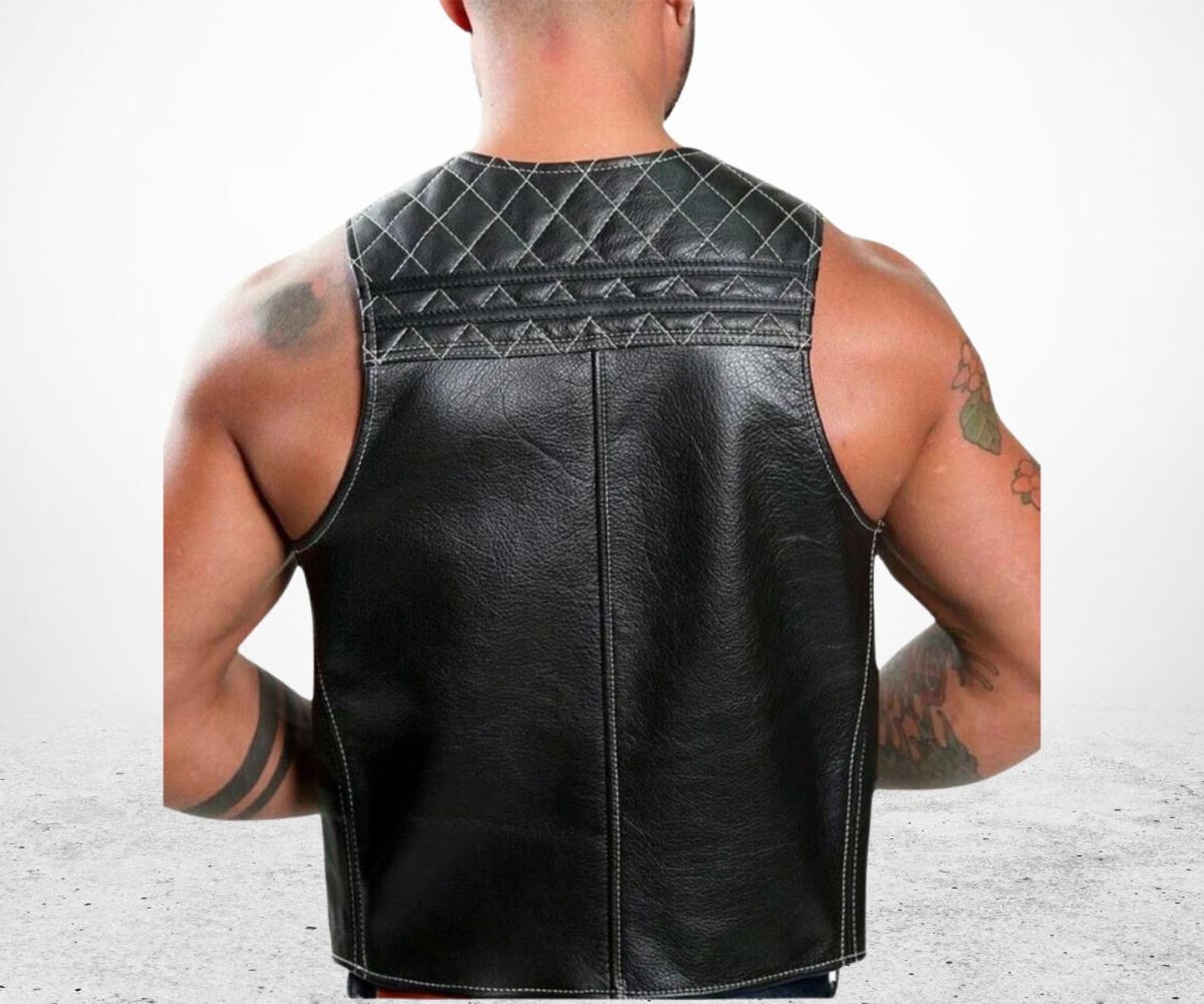 Men’s Quilted Leather Bar Vest | Handmade Lambskin Leather Vest ...