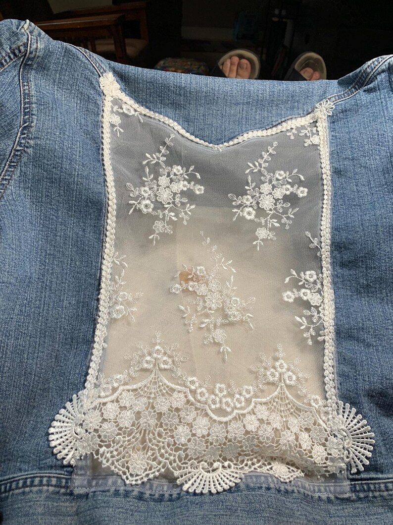 Upcycled Denim Jacket With Lace Inserts – One-of-a-kind Boho/western ...