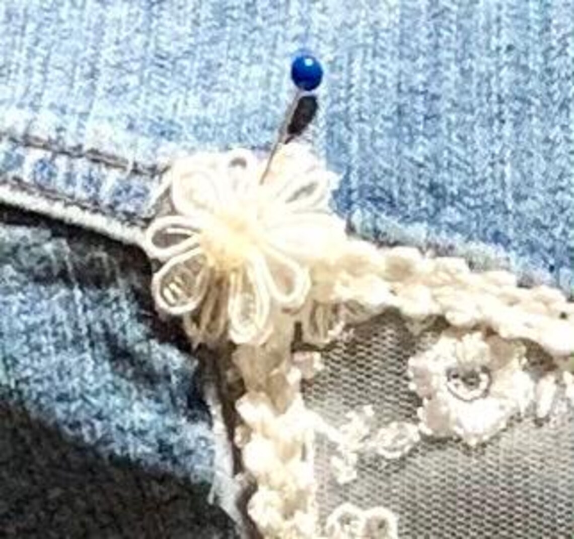 Upcycled Denim Jacket With Lace Inserts – One-of-a-kind Boho/western ...