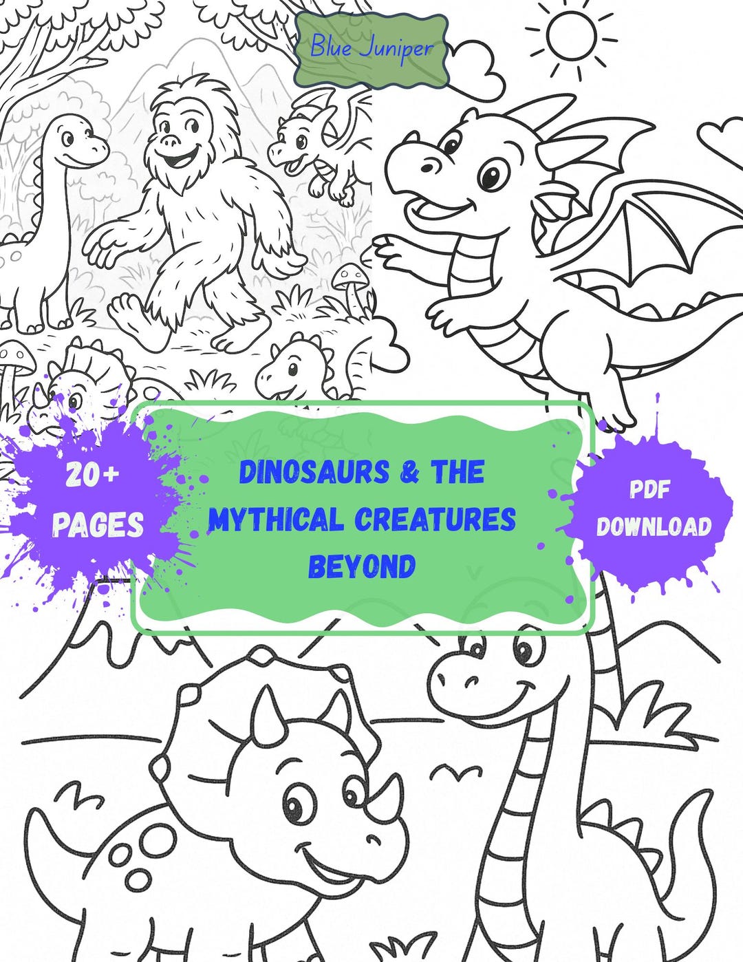 Dinosaur Coloring Pages- Printable Kids Activity Book- Prehistoric ...