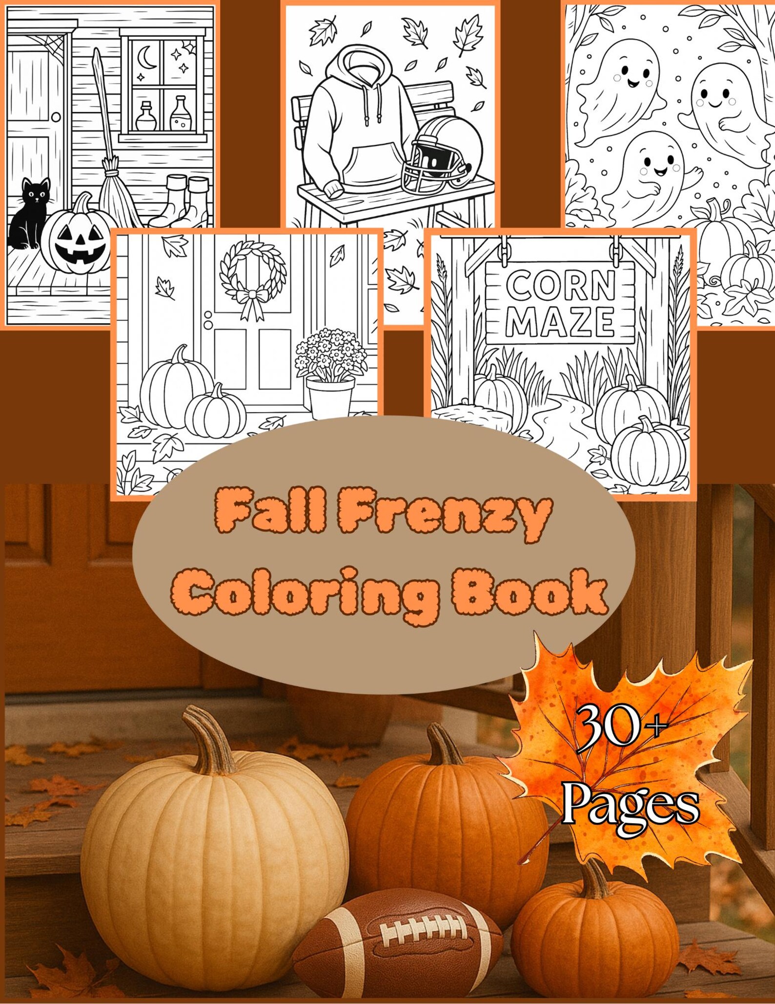 Fall Frenzy Coloring Book- PDF Pintable's for All Ages - Etsy