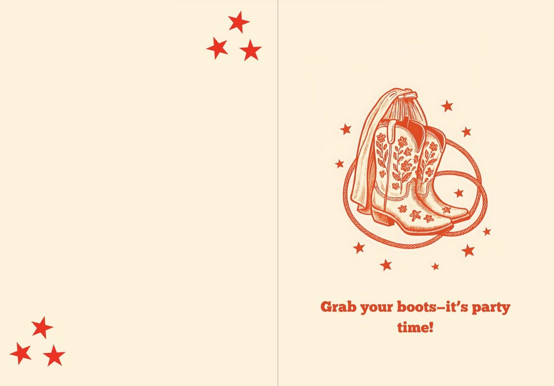 Western Printable Card Set Cowgirl Wedding Bachelorette Cards 4