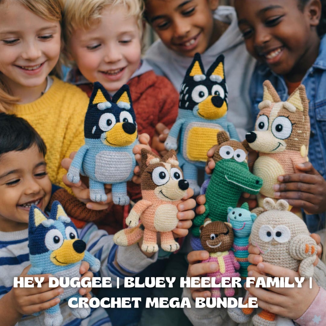 Bluey Family & Hey Duggee Crochet Pattern Bundle PDF, Amigurumi Cartoon ...