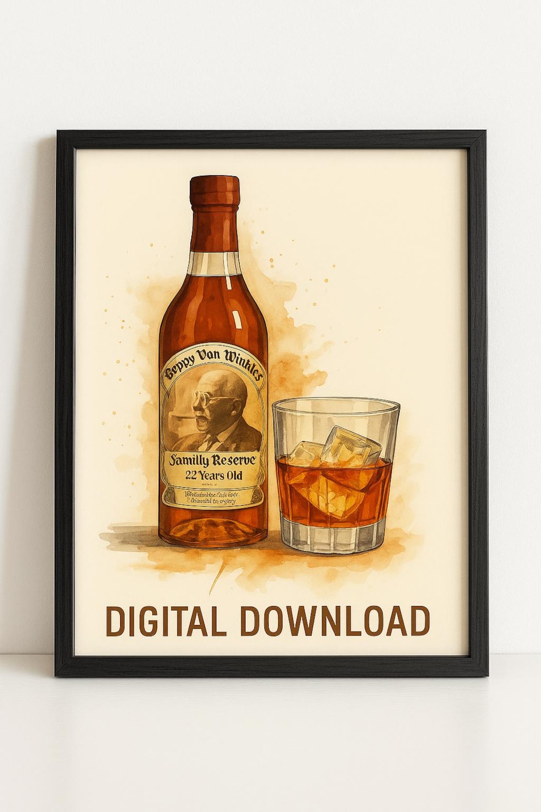 Pappy Van Winkle 25 Yr Bourbon Art • Digital Print • Bar Decor Poster ...