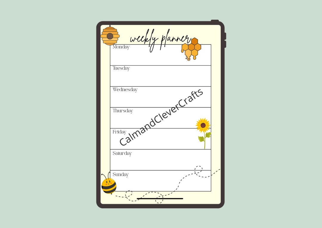 Honey Bee Planner Bundle | Printable and Undated Weekly, Weekly Meal ...