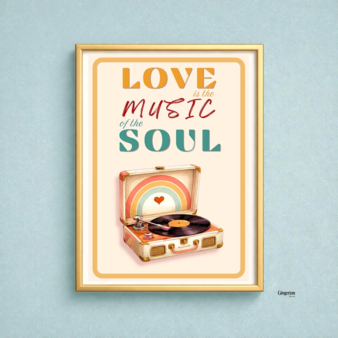Retro Wall Art Music Quote Poster – Inspirational Quote Wall Art – Cozy ...