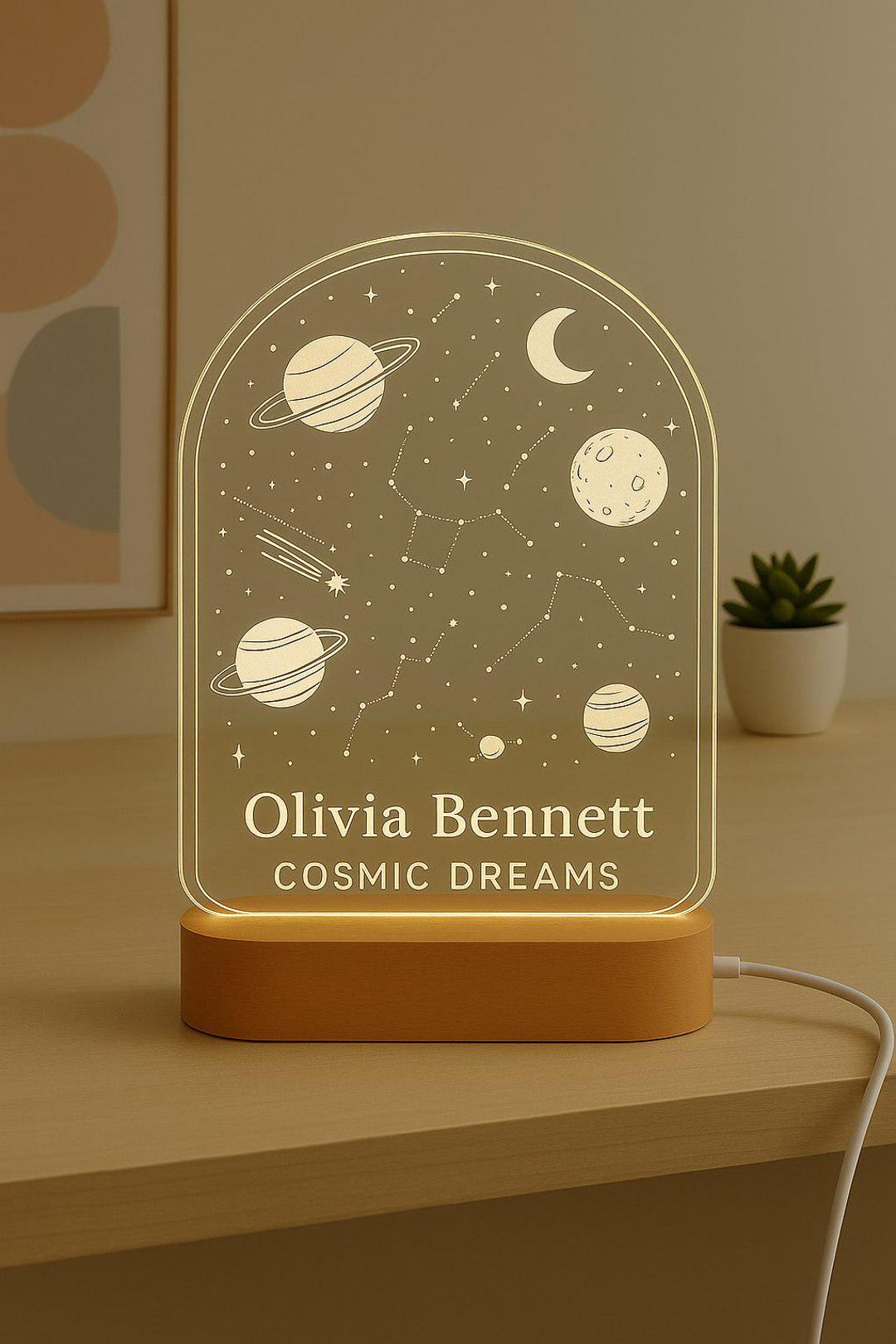 Planets and Stars Custom Night Light Personalized LED Gift With Laser ...