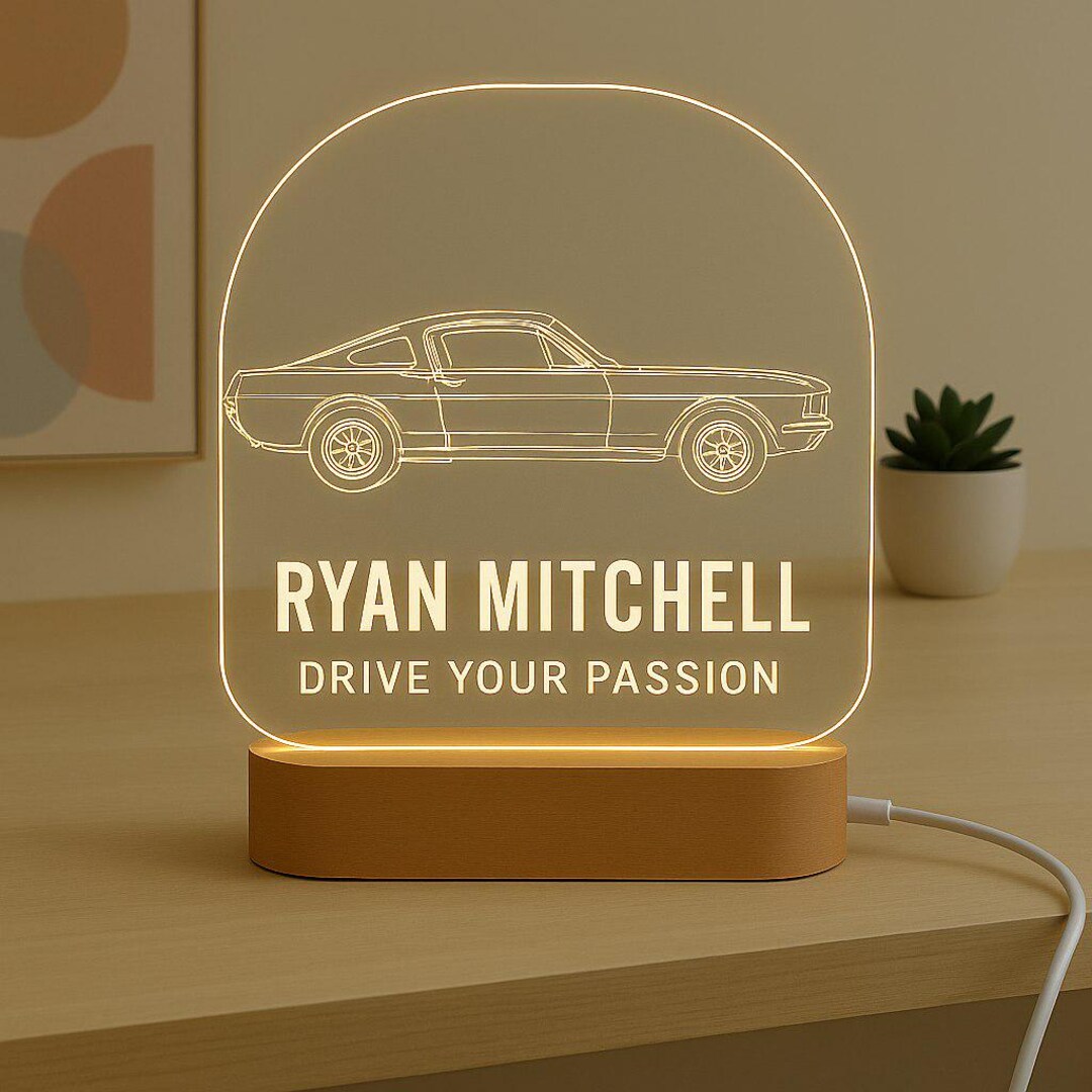 Custom Night Light With Car Design Personalized LED Gift With Engraved ...