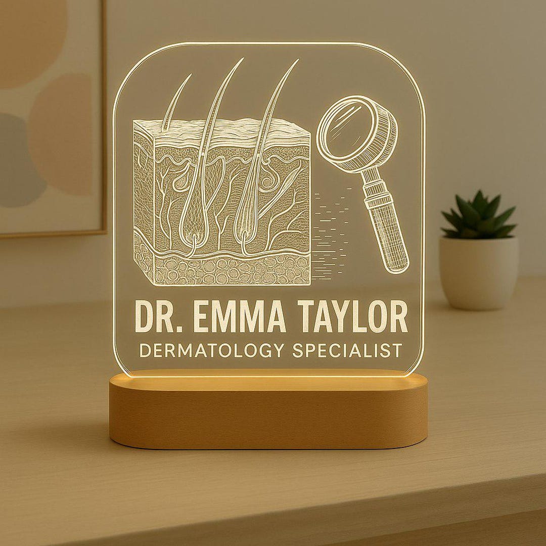 Dermatologist Custom Night Light | Personalized LED Gift With Laser ...