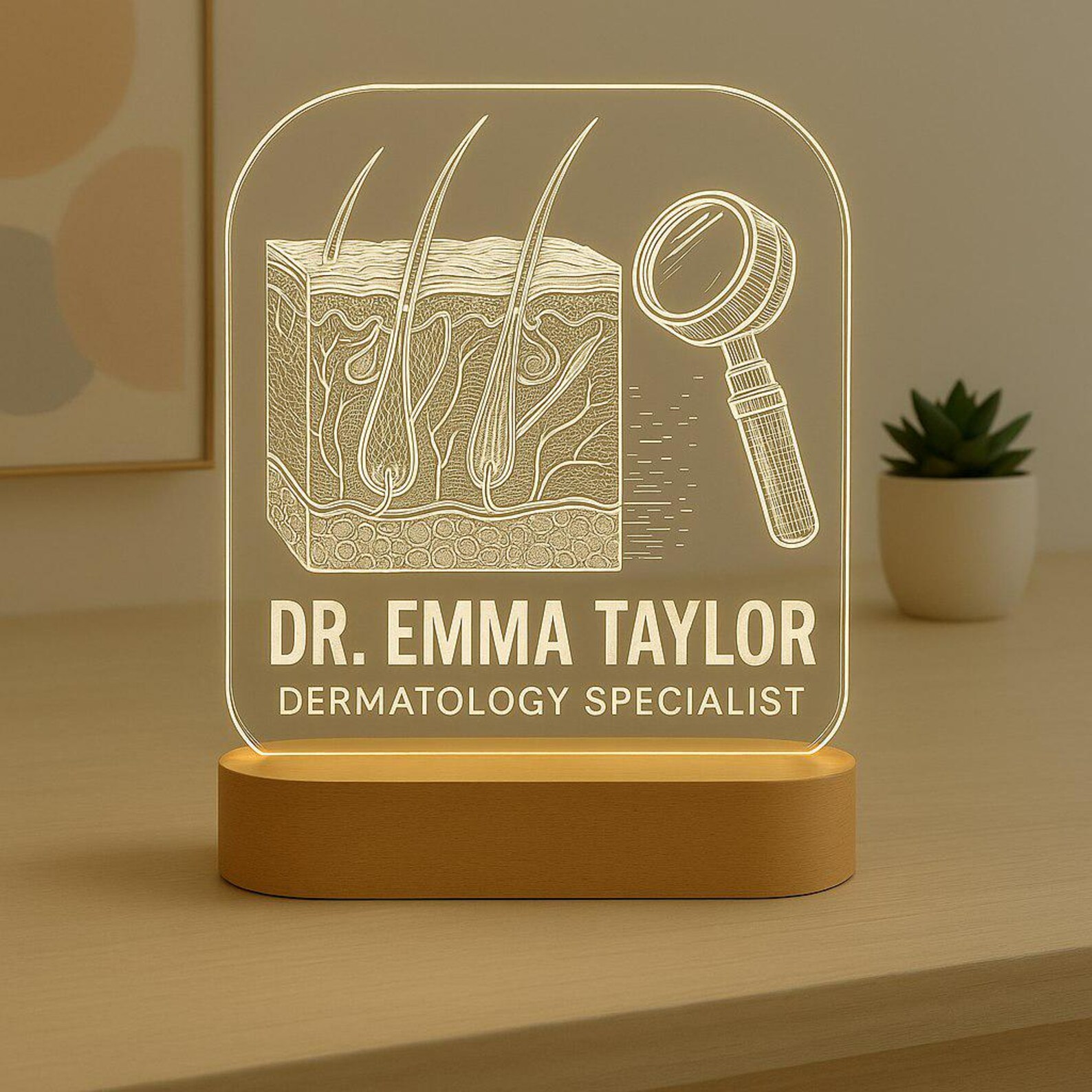 Dermatologist Custom Night Light | Personalized LED Gift With Laser ...