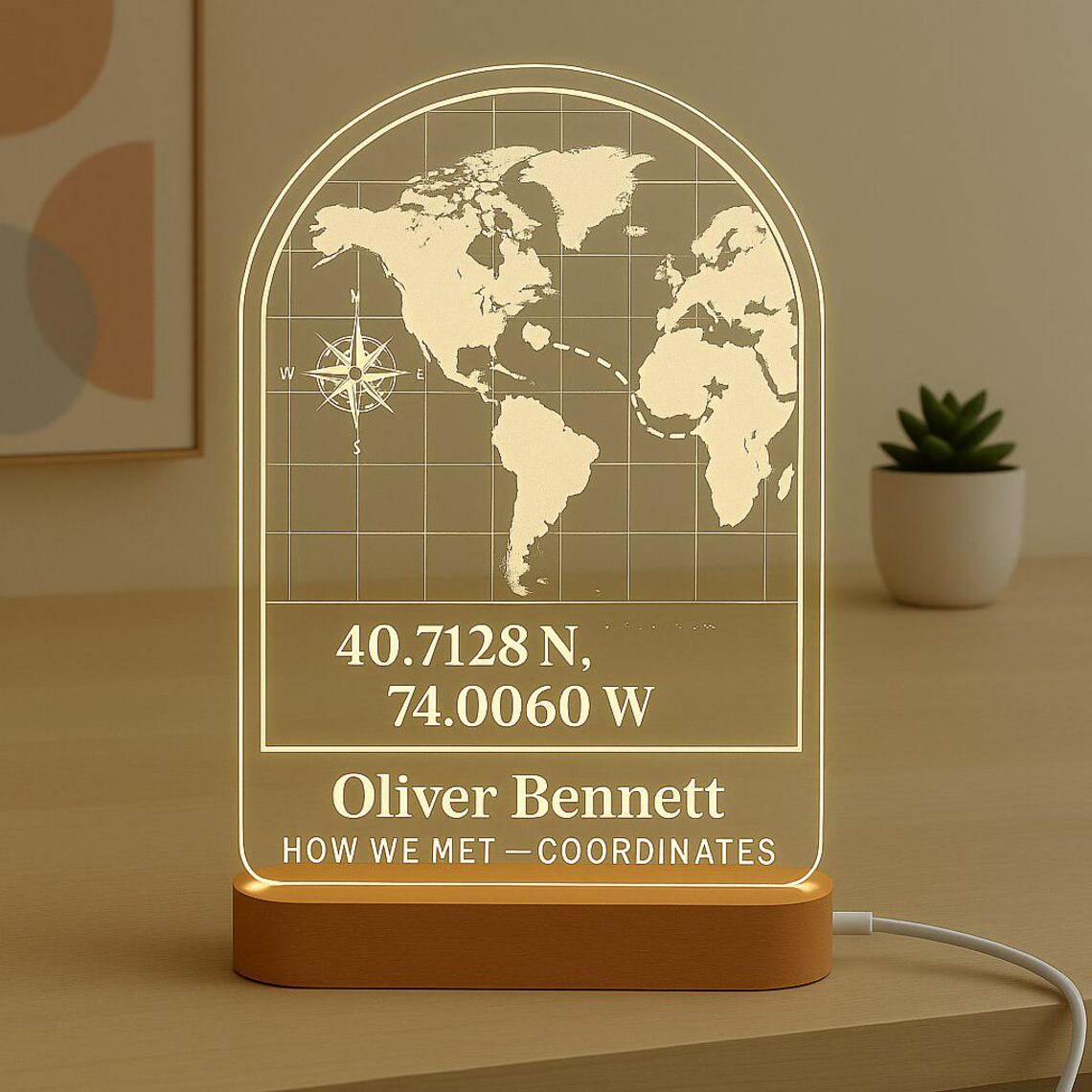 How We Met Map Coordinates Custom Night Light Personalized Gift With ...